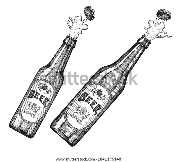 Handdrawn Sketch Beer Foam Explosion Vintage Stock Vector (Royalty Free ...
