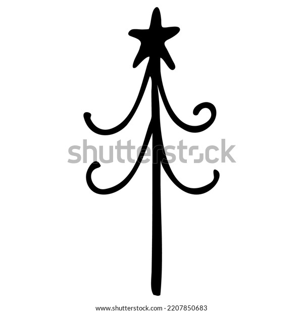 Handdrawn Sketch Christmas Tree Star On Stock Vector (Royalty Free ...