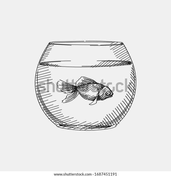 Handdrawn Sketch Fish Tank On White Stock Vector (Royalty Free ...
