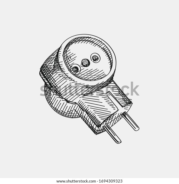 Handdrawn Sketch Power Plug Adapter Type Stock Vector (Royalty Free ...