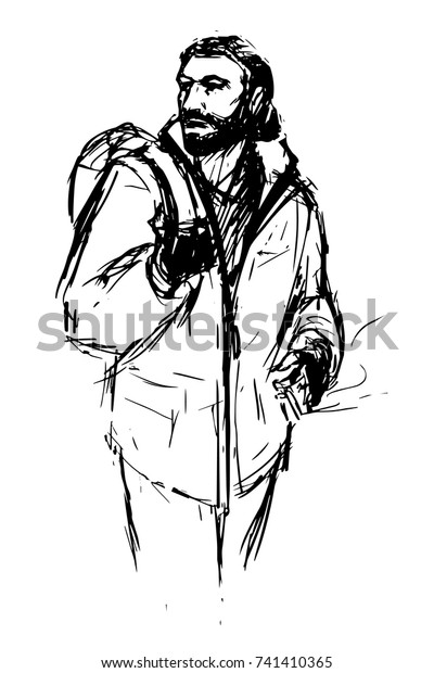 Handdrawn Sketch Random Passerby Without Background Stock Vector ...