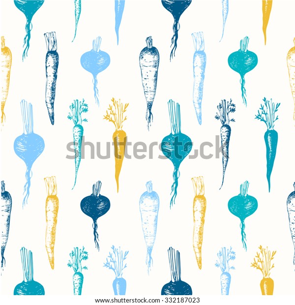 Handdrawn Sketch Root Vegetables Seamless Nature Stock Vector (Royalty ...