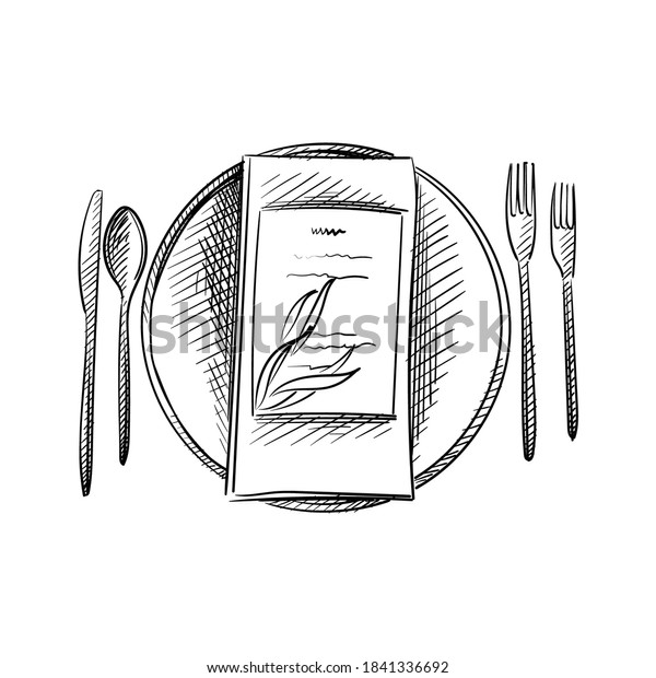 Handdrawn Sketch Table Service Set Wedding Stock Vector (Royalty Free ...
