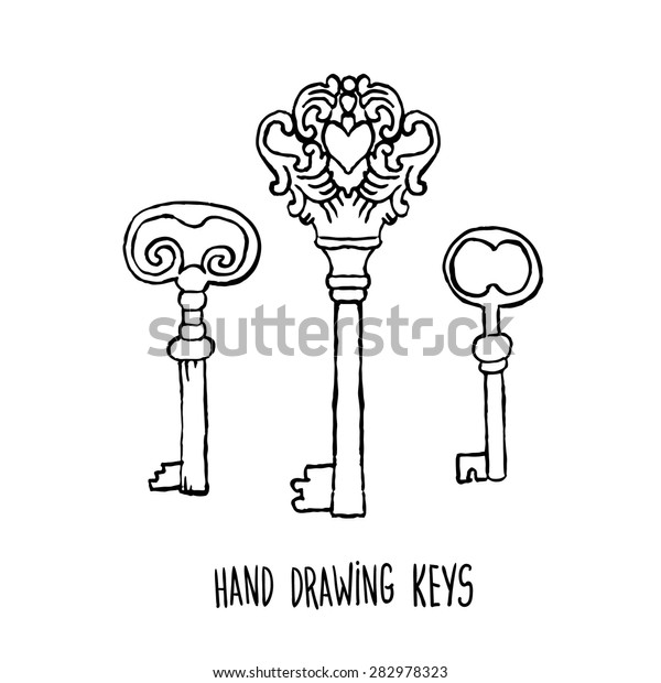Handdrawn Sketches Keys Old Fashioned Retro Stock Vector (Royalty Free ...
