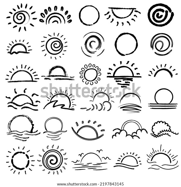 Handdrawn Sun Sun Rays Sketch Sun Stock Vector (Royalty Free ...