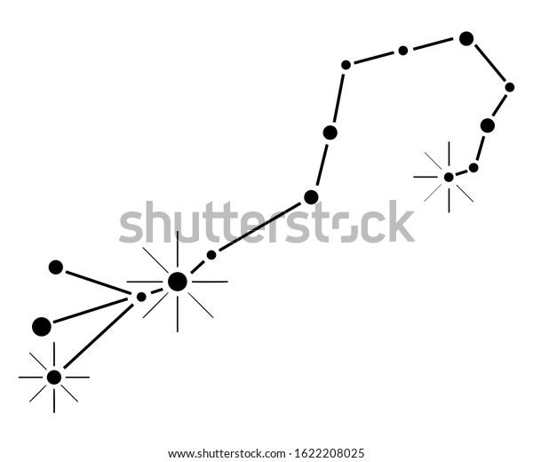 Handdrawn Traced Scorpius Constellation Black Color Stock Vector ...