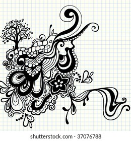 Handdrawn Tree Notebook Doodle On Graph Stock Vector (Royalty Free ...