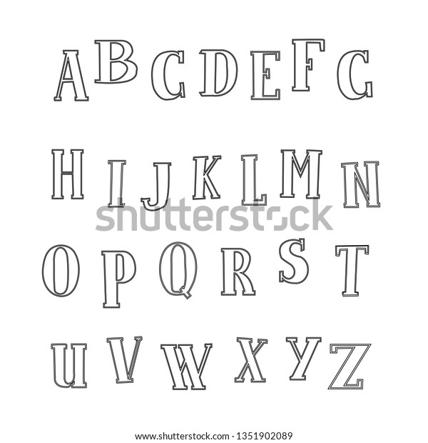 Handdrawn Vector Abc Black White Cute Stock Vector (Royalty Free ...