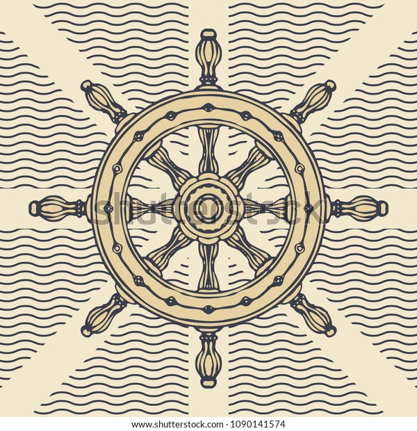 Handdrawn Vector Banner Steering Wheel Retro: vector de stock (libre de ...