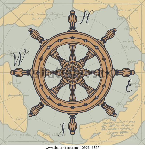 Handdrawn Vector Banner Steering Wheel Wind: vector de stock (libre de ...