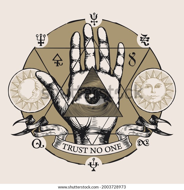 Handdrawn Vector Illustration All Seeing Eye Stok Vektör (Telifsiz ...