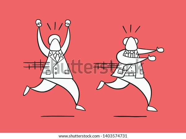 Handdrawn Vector Illustration Boss Runs Away Stock Vector (Royalty Free ...
