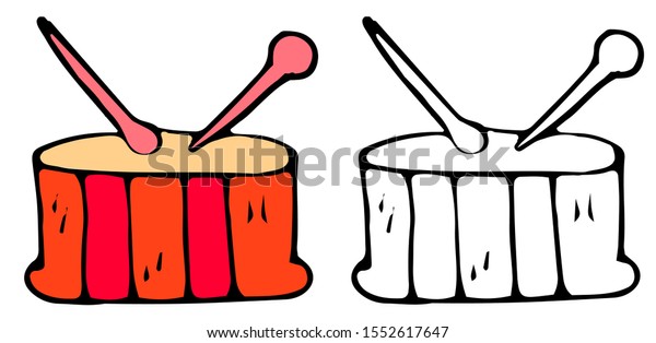 Handdrawn Vector Illustration Children Toy Drum Stock Vector (Royalty ...