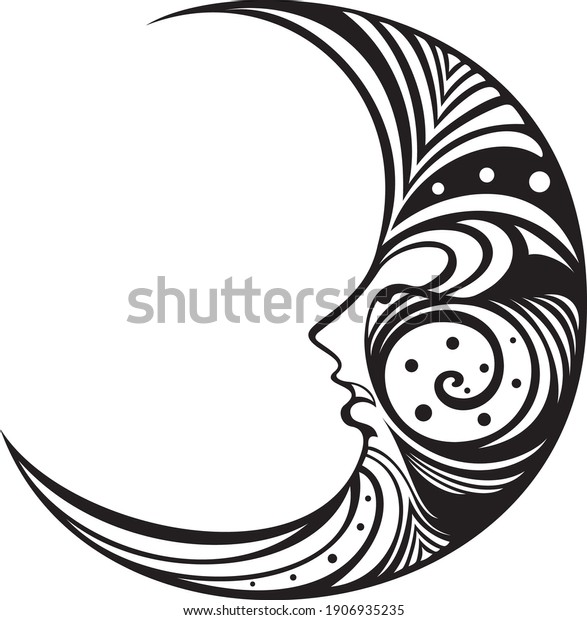 Handdrawn Vector Illustration Graphic Drawing Moon Stock Vector ...