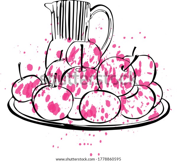 Handdrawn Vector Illustration Still Life Baked Stock Vector (Royalty ...