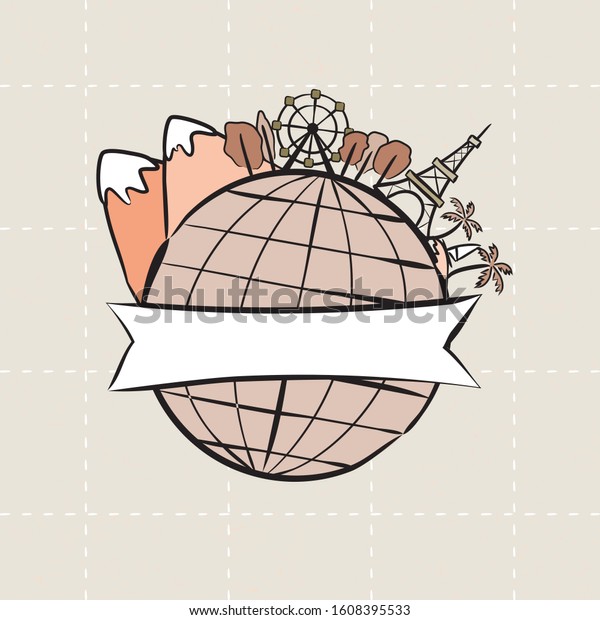 Handdrawn Vector Labels Globe Earth Wrapped Stock Vector (Royalty Free ...