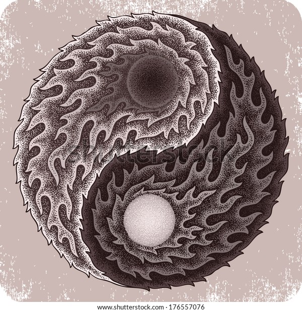 Handdrawn Yin Yang Tattoo Stock Vector (Royalty Free) 176557076