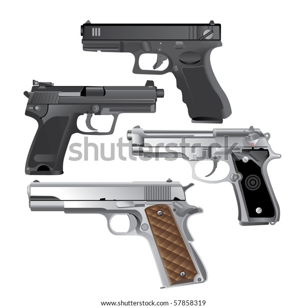 Vektor Stok Handgun Pistol Vector (Tanpa Royalti) 57858319