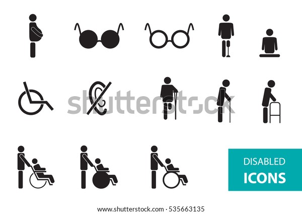 Handicap Disabled People Icon Set Stock Vector (Royalty Free) 535663135 Handicap Disabled People Icon Set Stock Vector (Royalty Free) 535663135