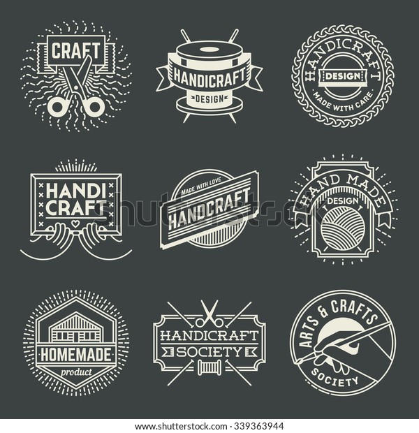 Handicraft Insignias Logotypes Template Set Line Stock Vector (Royalty ...
