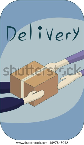 Handing Over Parcel Parcel Box Passed Stock Vector (Royalty Free ...