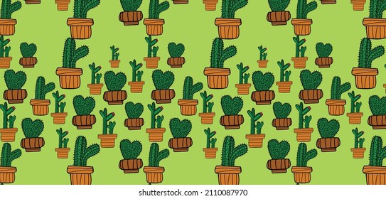 Handmade Cactus Background Cactus Design Wallpaper Stock Vector ...