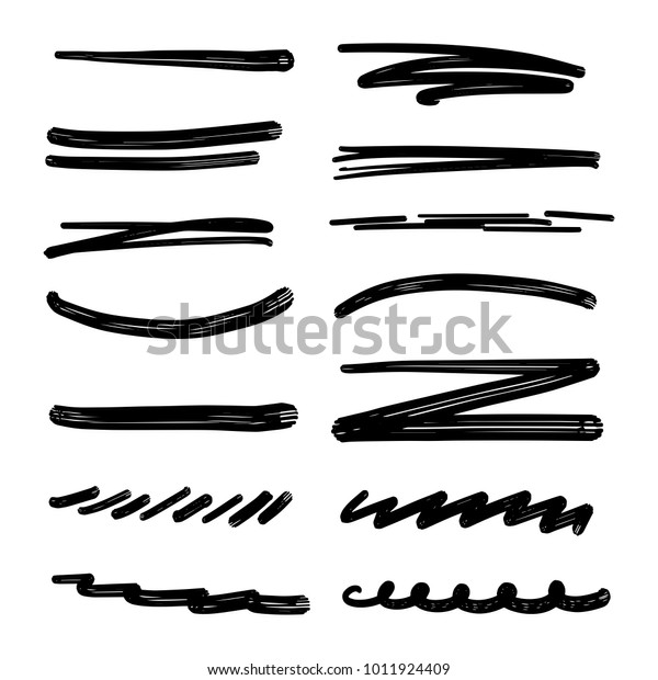 Handmade Collection Set Underline Strokes Marker Stock Vector (Royalty ...