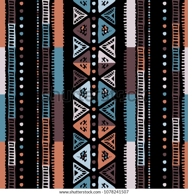 Handmade Colored Stripes Bright Tribal Seamless Stock Vector (Royalty ...