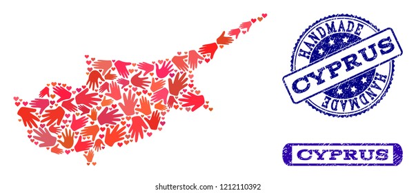 Handmade Craft Collage Mosaic Map Cyprus Stock Vector (Royalty Free ...