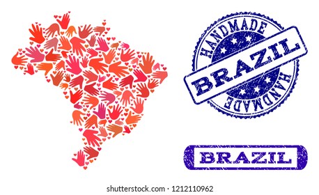Handmade Craft Collage Mosaic Map Brazil Stock Vector (Royalty Free ...