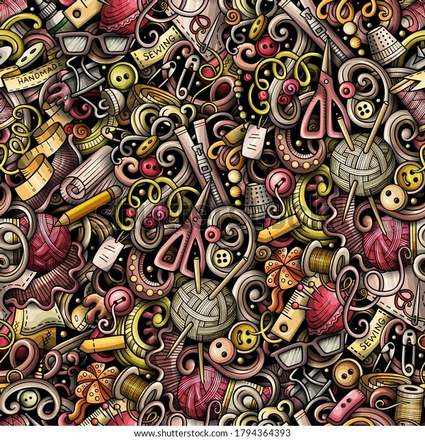 Handmade Hand Drawn Doodles Seamless Pattern Stock Vector (Royalty Free ...