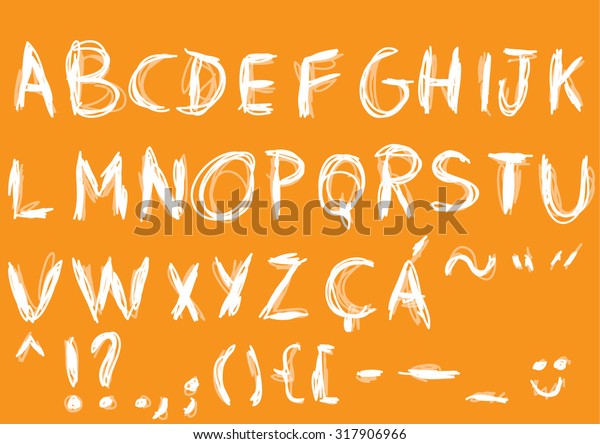 Handmade Scratch Vector Alphabet Includes Accents Stock Vector (Royalty ...