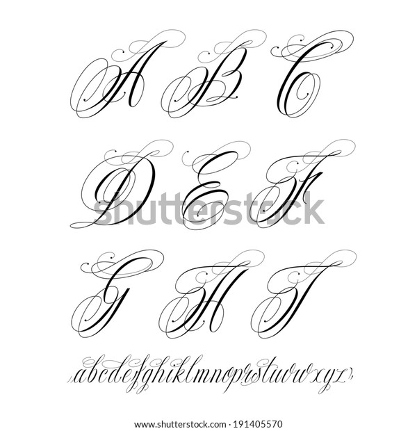 Handmade Vector Calligraphy Tattoo Alphabet Stock Vector (Royalty Free ...