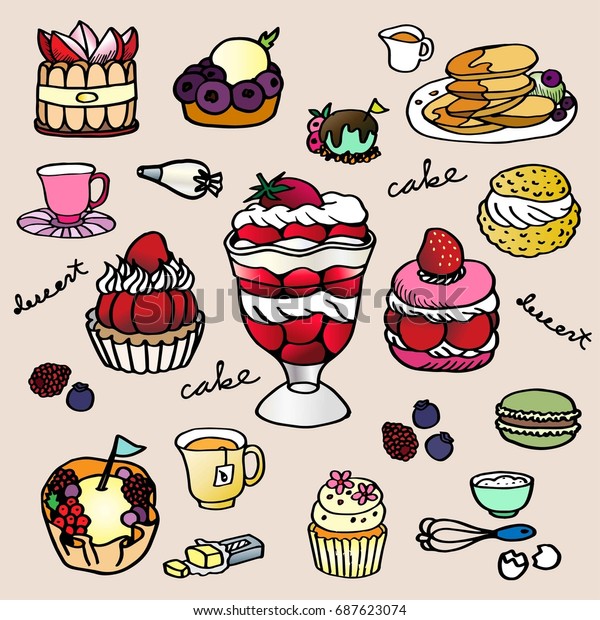 Handpainted Dessert Illustration : image vectorielle de stock (libre de ...