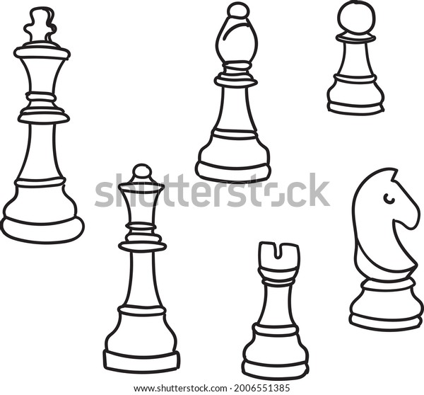 Handpainted Outlines Chess Pieces Stock Vector (Royalty Free ...