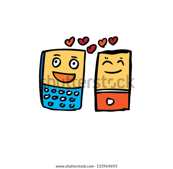 Handphone Relationship Cartoon Doodle Stock Vector (Royalty Free ...