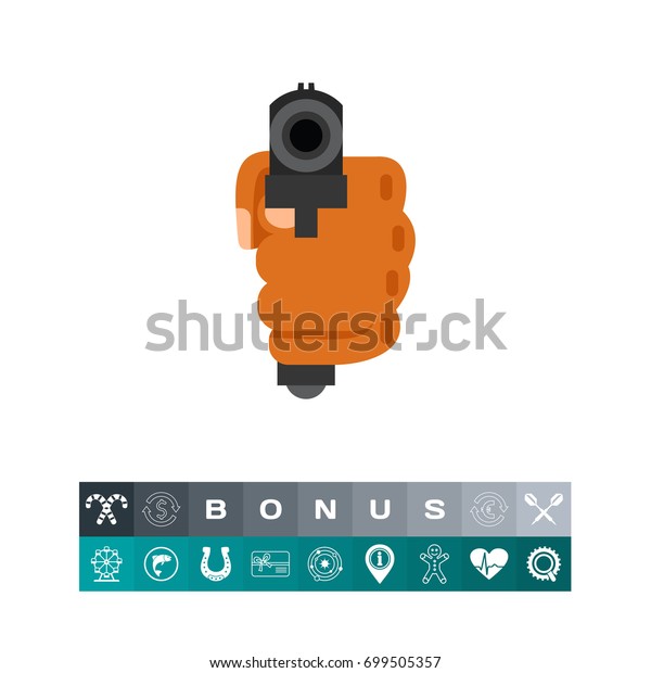 Handpointing Gun Icon Stock Vector (Royalty Free) 699505357 | Shutterstock