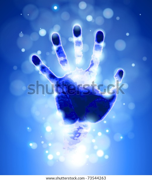 Handprint Blue Bokeh Abstract Light Background Stock Vector (Royalty ...