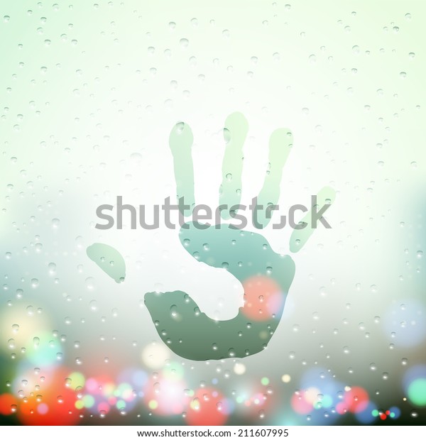 Handprint On Sweaty Window Stock Vector (Royalty Free) 211607995 ...