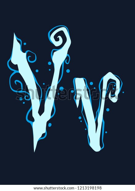 Handrawn Design Font Blue Gothic Curly Stock Vector (Royalty Free ...