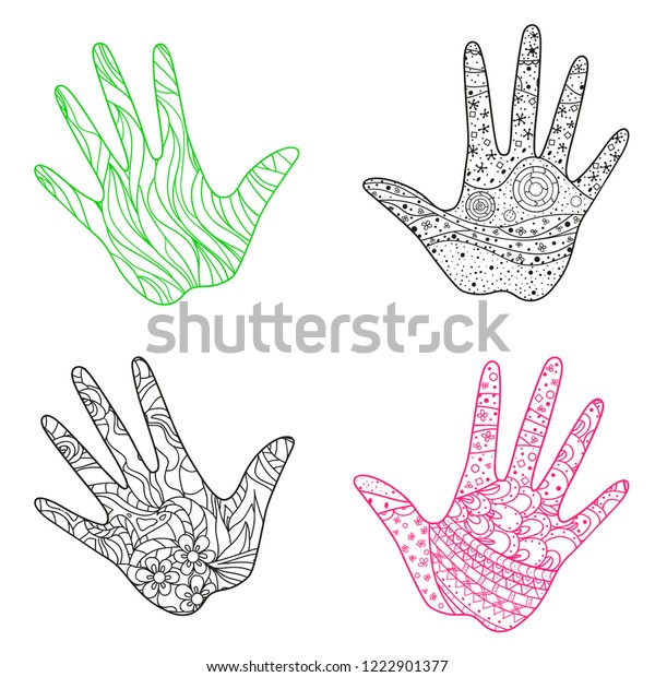 Hands Abstract Patterns On Isolation Background Stock Vector (Royalty ...