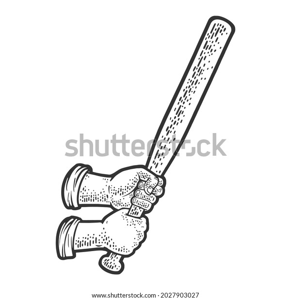 Hands Baseball Bat Sketch Engraving Vector Stock Vector (Royalty Free ...