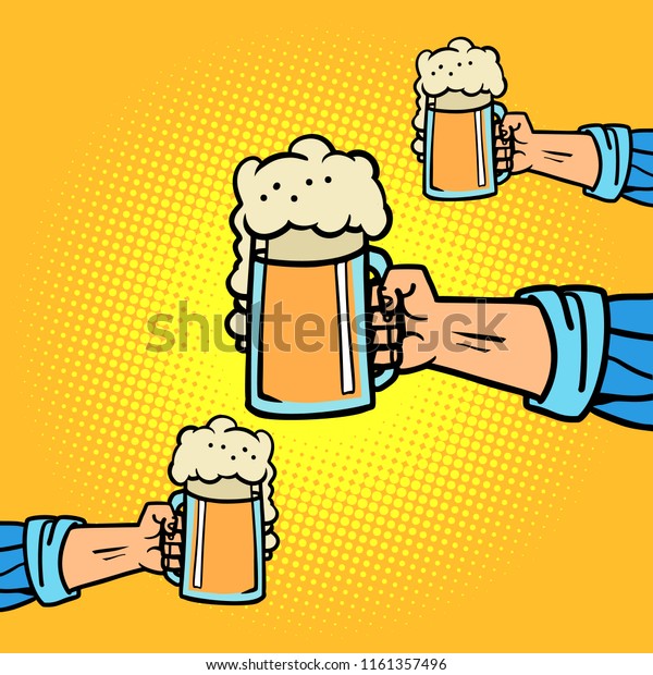 Hands Beer Mugs Comic Cartoon Pop Stock Vector (Royalty Free ...