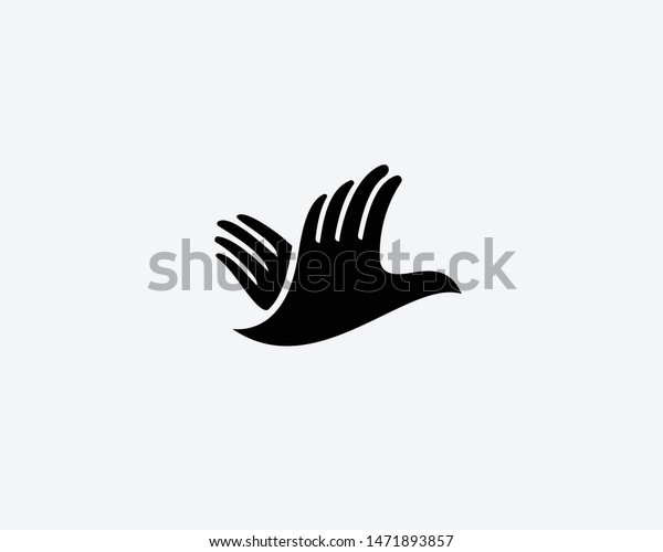 Hands Bird Logo Design Fingers Wings Stock Vector (Royalty Free) 1471893857