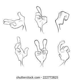 Hands Cartoon Vector Line Illustration: vector de stock (libre de ...