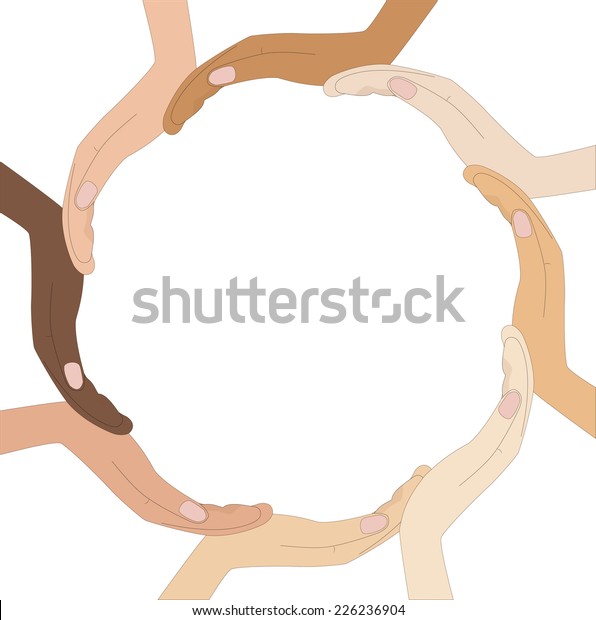 Hands Different Color Skin Build Circlevector Stock Vector (Royalty ...