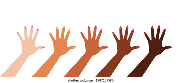 Hands Different Skin Colors Vector Illustration Stock Vector (Royalty ...