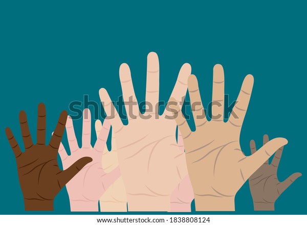 Hands Different Skin Tones Equality Stock Vector (Royalty Free ...