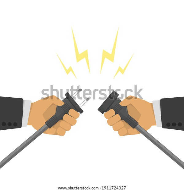 Hands Disconnecting Electrical Plug Business Connection Stock Vector ...