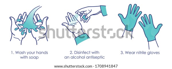 Hands Disinfection Using Sanitizer Kill Bacterias Stock Vector (Royalty ...